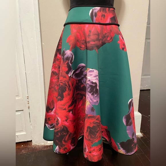 Moon Collection | Skirts | Moon Scuba Floral Print Tea Length Skirt ...